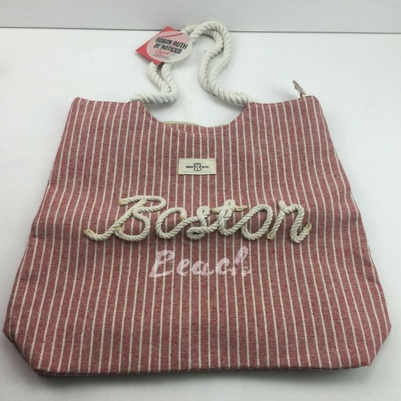 Robin Ruth | Bags | Boston Beach Bag Rope Handles Nautical Red Tote ...